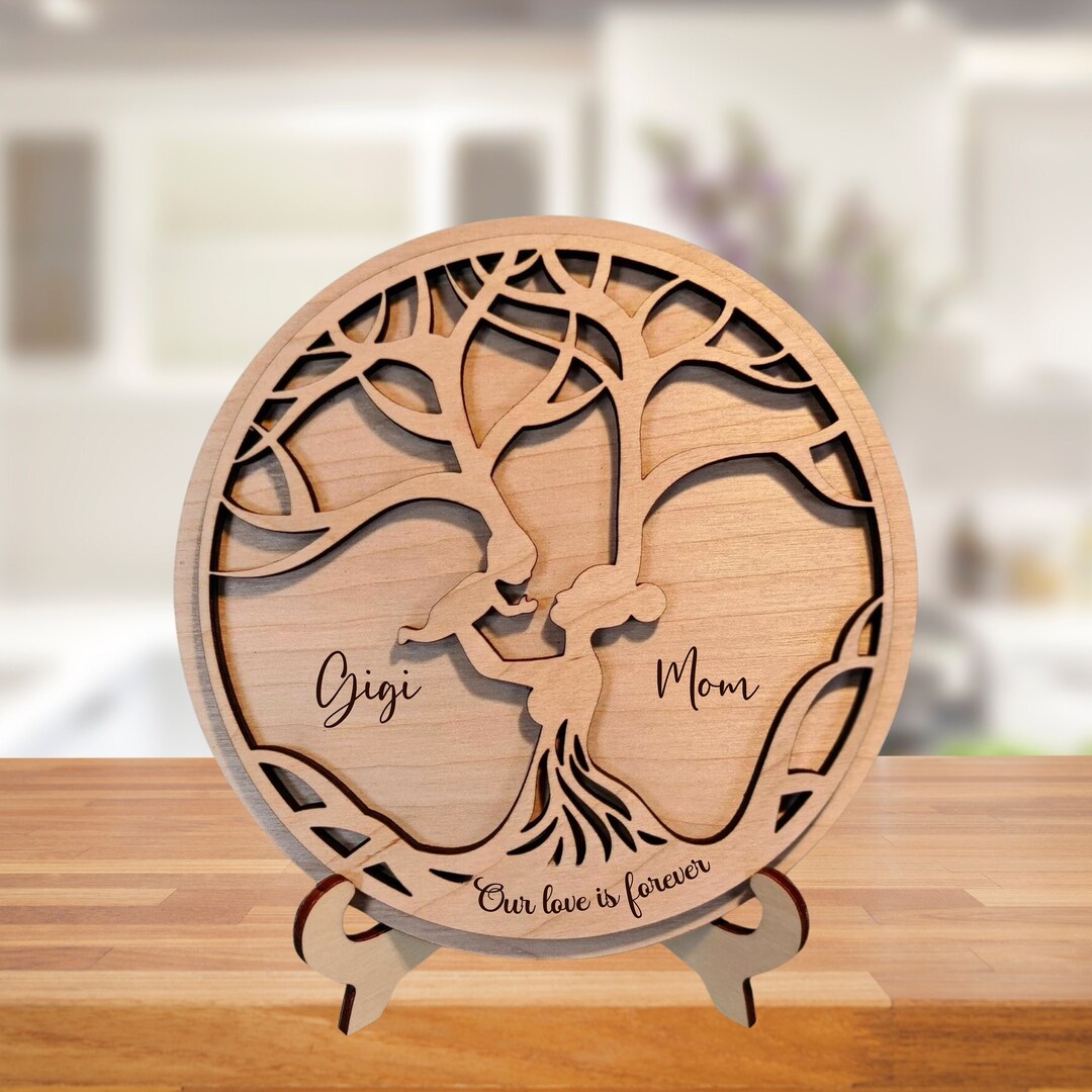 Mom Tree of Life Wood Sign + Eternal Rose BUNDLE. Personalized Gift for ...