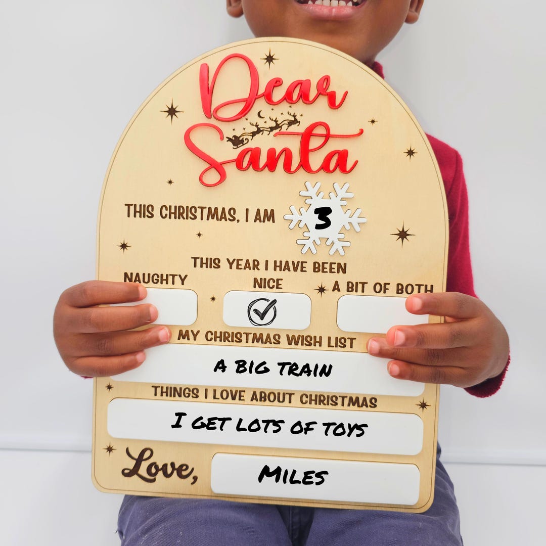 Reusable Dear Santa Wish List Board, Kids Christmas Photo Prop, Santa ...