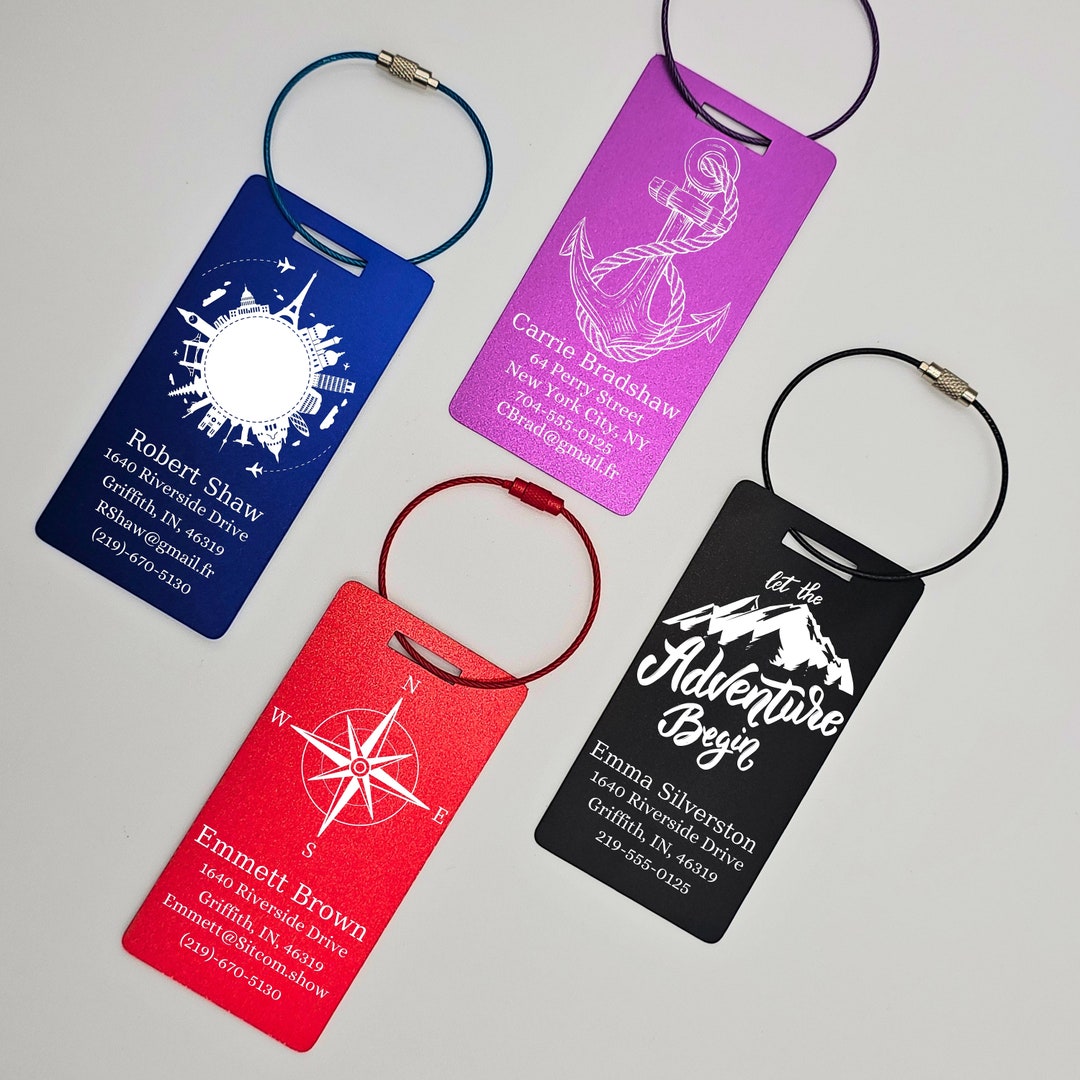 Large Engraved Aluminum Tag, Personalized Metal Luggage Tag, Travel ...