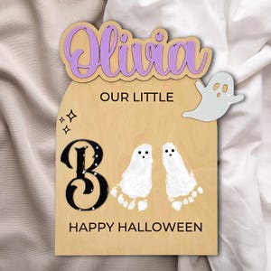 Halloween Footprint - Handprint Art Sign | Baby’s First Halloween ...
