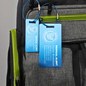 Emergency Medical Alert Card, Engraved Aluminum Tag, Allergy Alert ...