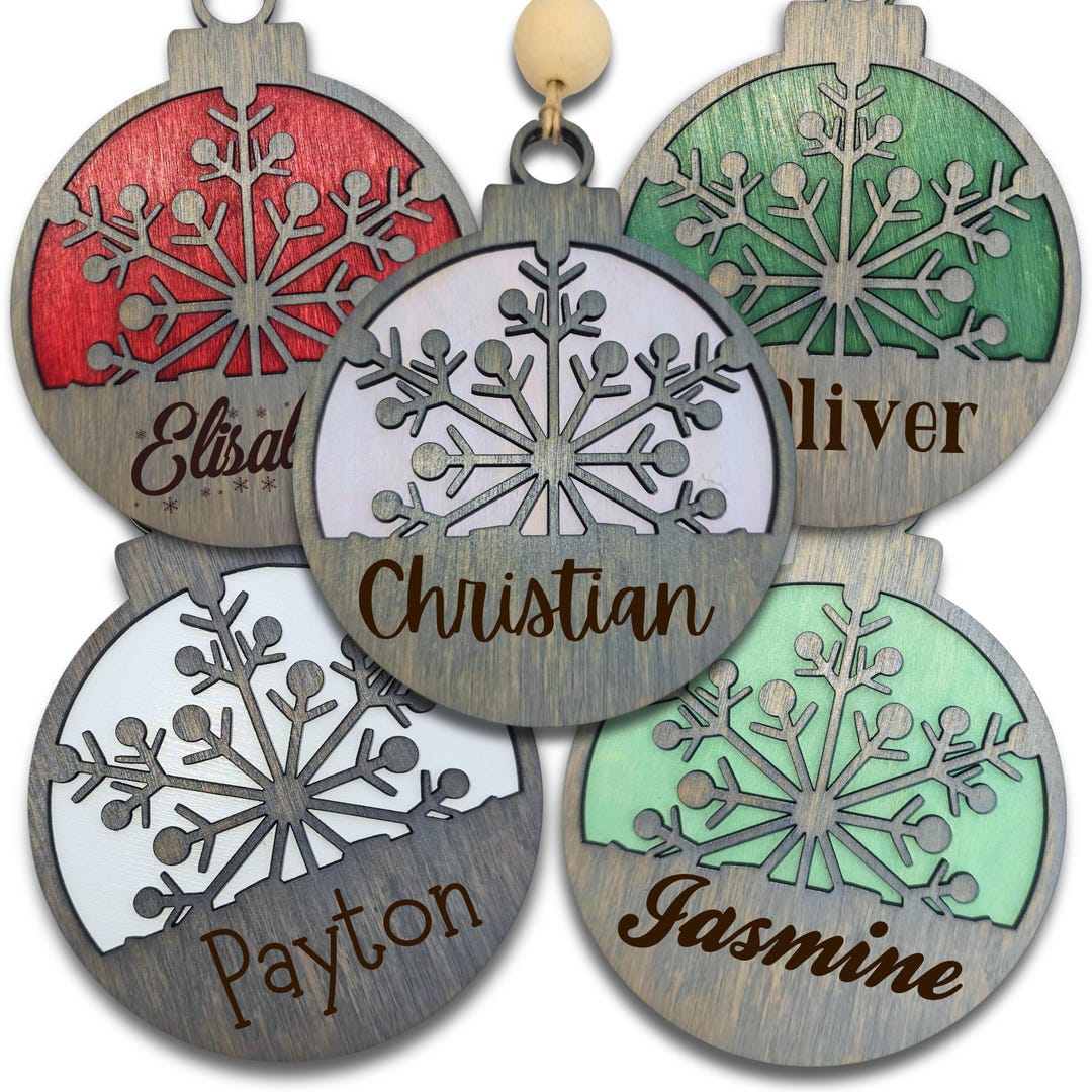 Personalized Snowflake Ornament 3D Wood Ornament Engraved Wooden ...