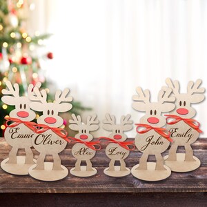 Family Christmas Reindeer Decoration, Personalised Freestanding ...