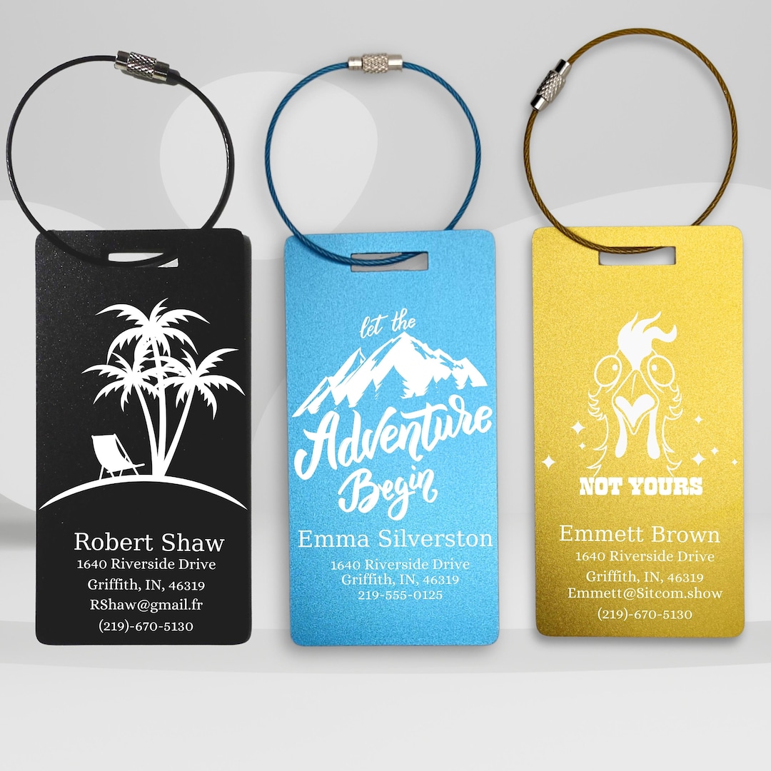 Large Engraved Aluminum Tag Personalized Metal Luggage Tag - Etsy