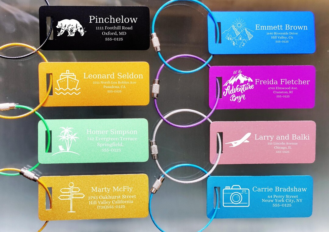 Engraved Aluminum Tag Personalized Metal Luggage Tag Travel - Etsy