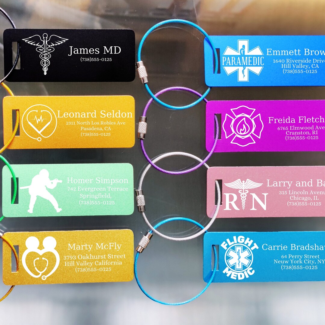 Medical Engraved Aluminum Tag, Personalized Metal Luggage Tag, Travel ...