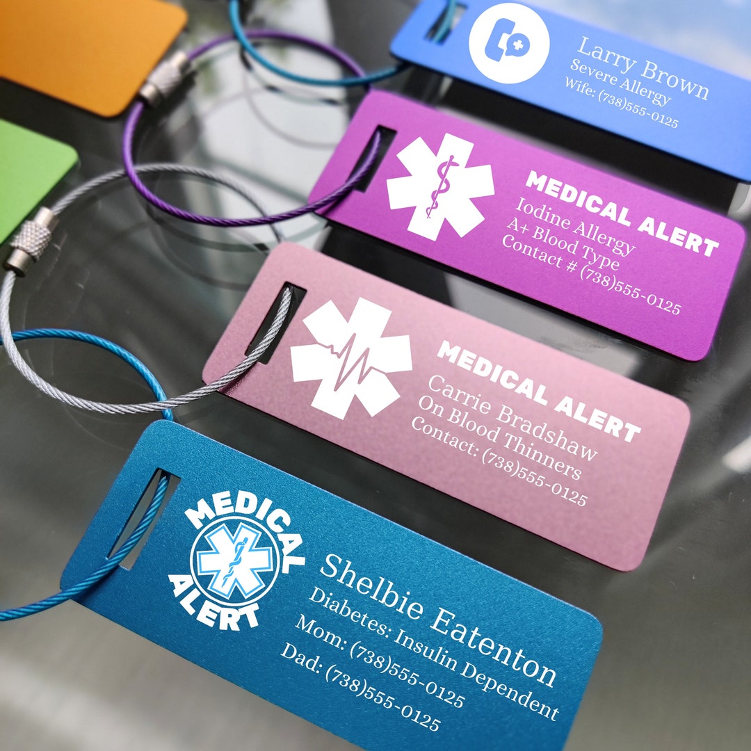 Emergency Medical Alert Card, Engraved Aluminum Tag, Allergy Alert, Medical ID, Personalized ...