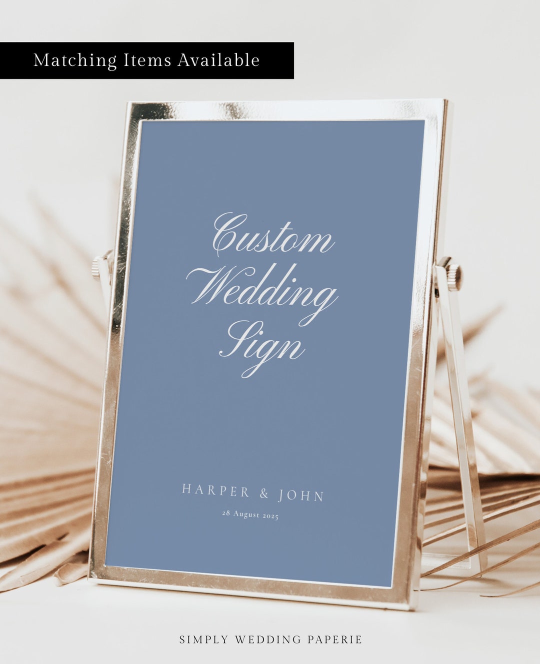 Dusty Blue Wedding Table Sign Template: Elegant Classic Design (digital ...