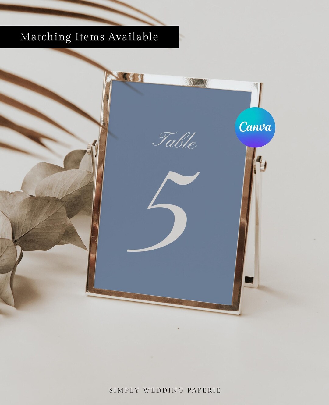 Table Number Sign | Dusty Blue Template | Table Signs | Elegant Classic ...