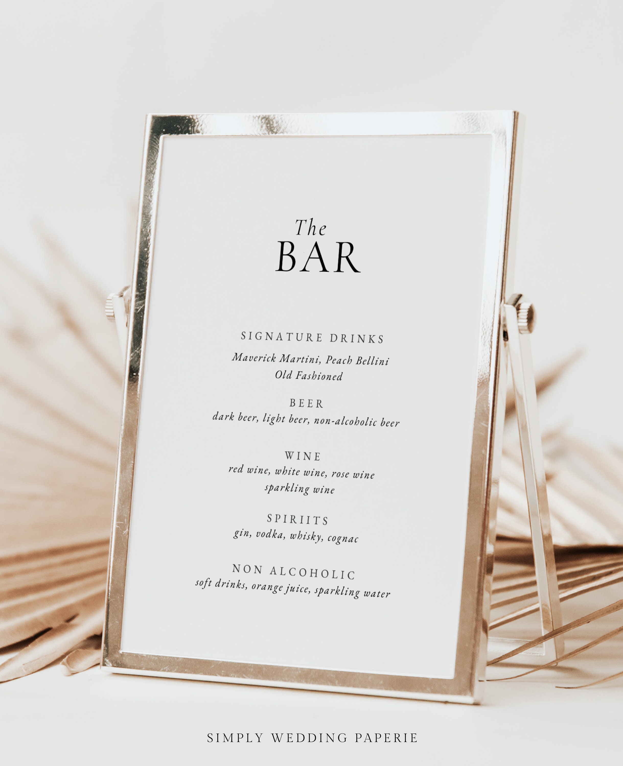 Elegant Wedding Bar Sign Printable Bar Menu Bar Menu - Etsy