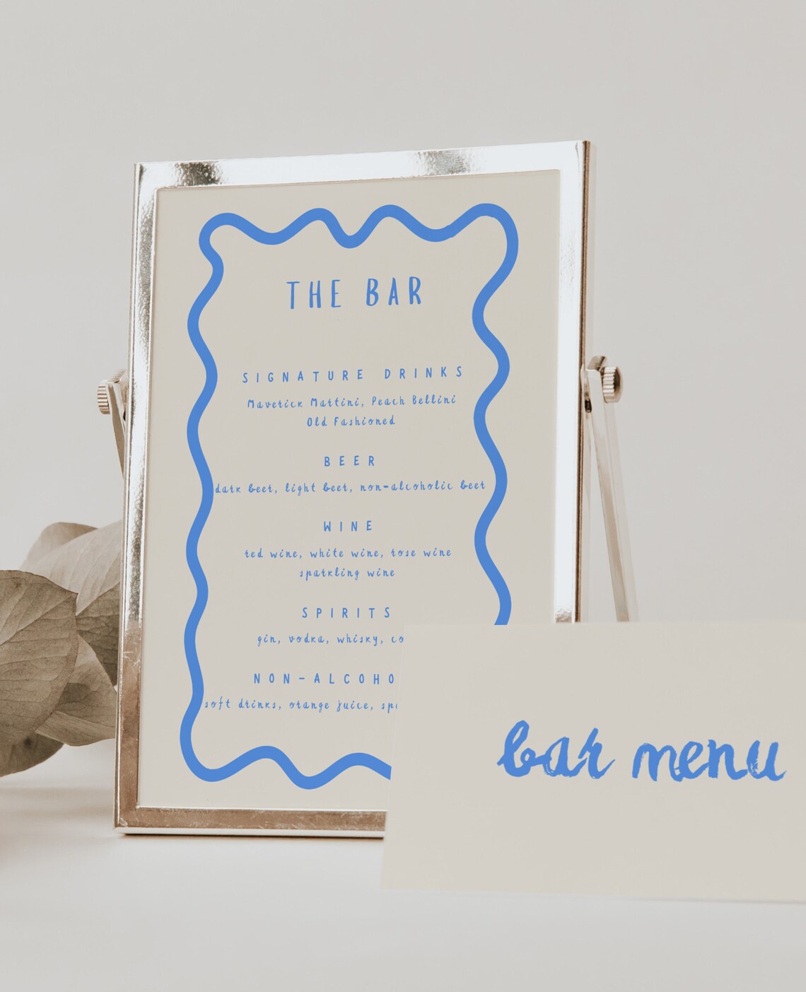 Artsy Wedding Bar Sign, Printable Bar Menu, Wavy Border Fun Colorful ...