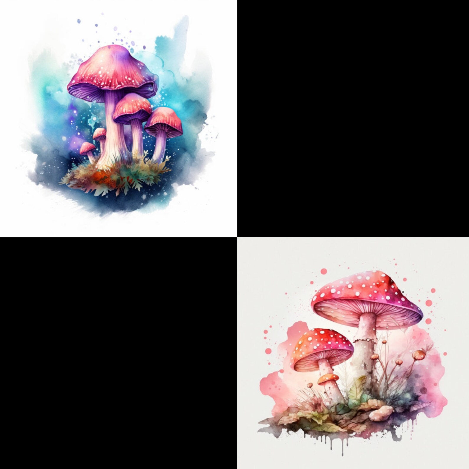 10 Fun Fungus Clipart, Bundle, Multicolor, Watercolor Clipart, Magic ...