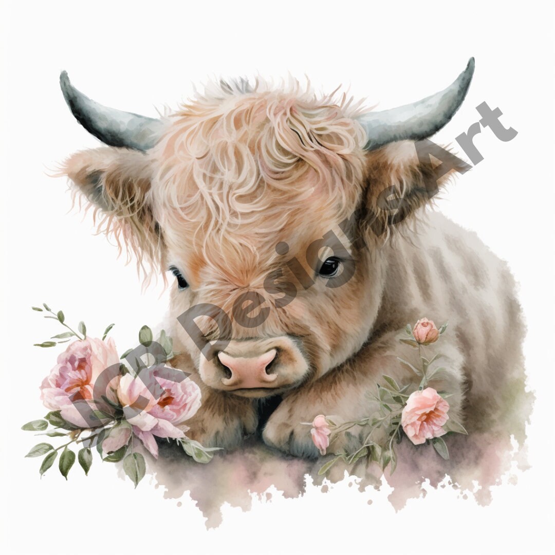 10 Highland Cows Clipart, Bundle, Multicolor, Pngs, Commercial Use ...