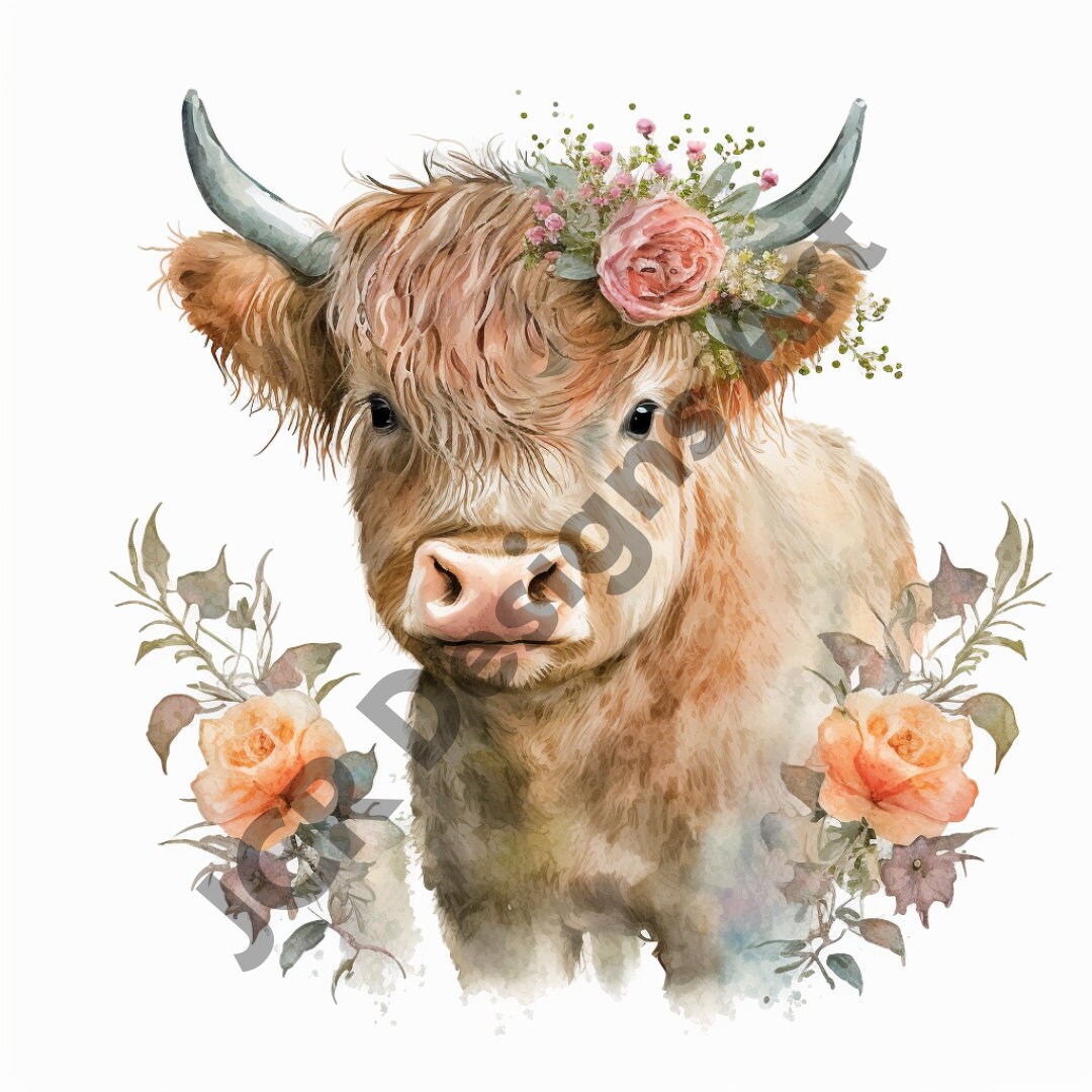 10 Highland Cows Clipart, Bundle, Multicolor, Pngs, Commercial Use ...