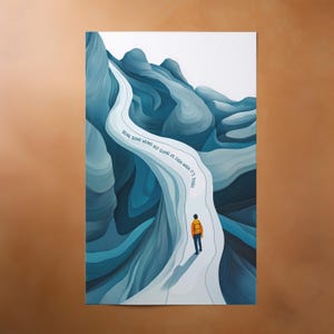 Motivational Mountain Path Digital Art Print, Uplifting Mental Health ...