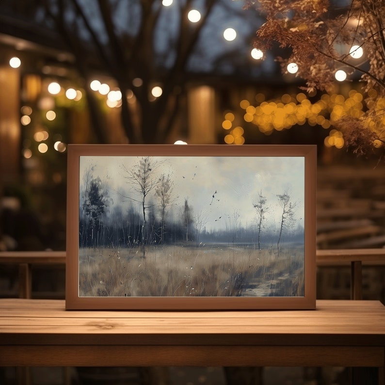 Grass Field Digital Art Print, Homestead Oil Painting, Countryside ...