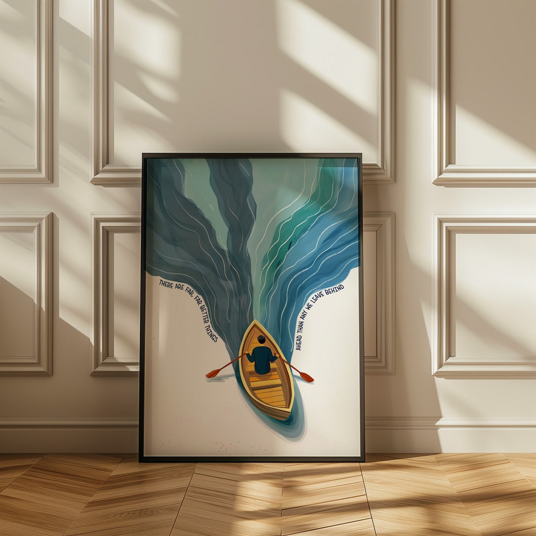 Motivational Rowboat Digital Art Print, Uplifting Mental Health Quote ...