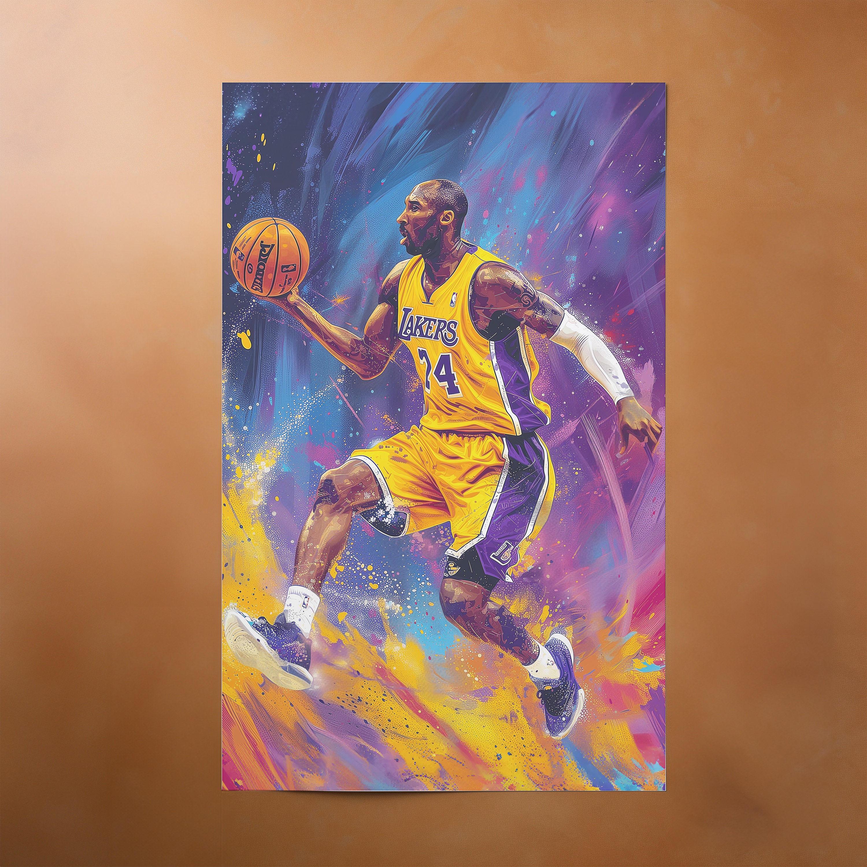 NBA Digital Art Print, Kobe Bryant Wall Decor, LA Lakers, Iconic ...