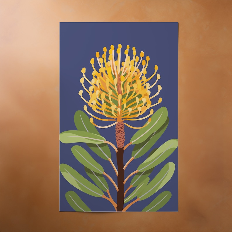 Australian Banksia Art Print: Yellow Flower Illustration (digital ...