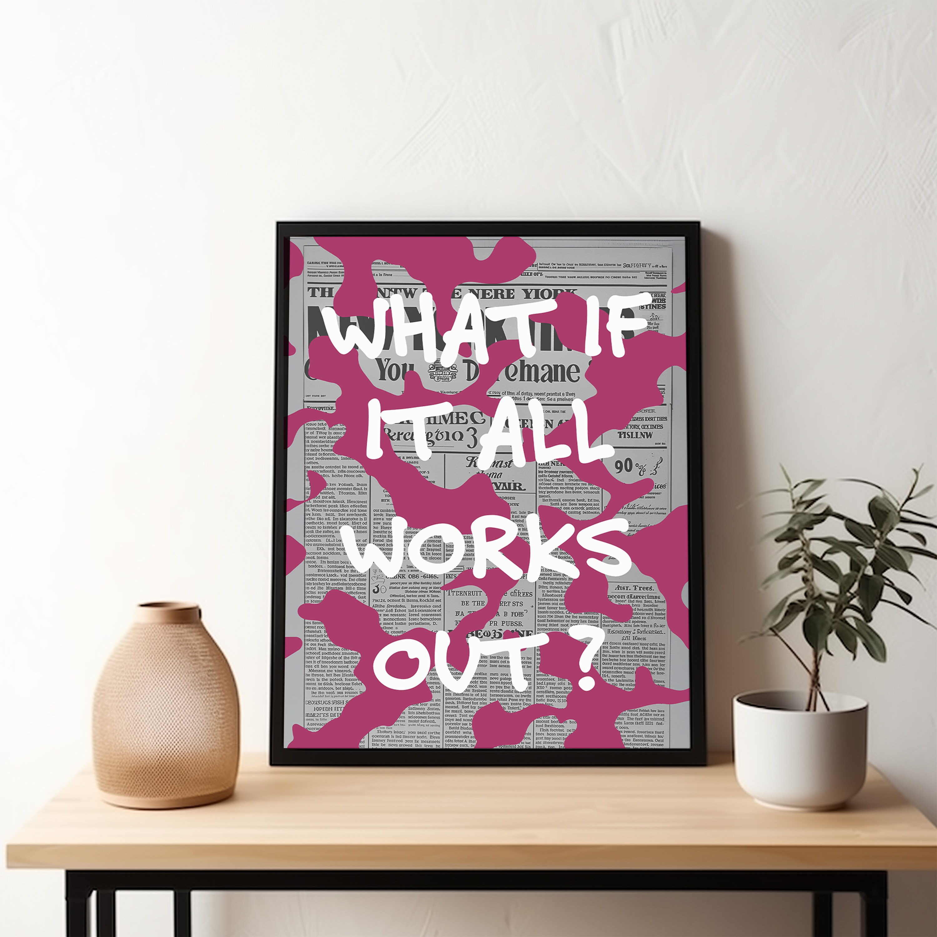 Inspirational Quote Digital Art Print, Pink & White Modern Home Decor ...