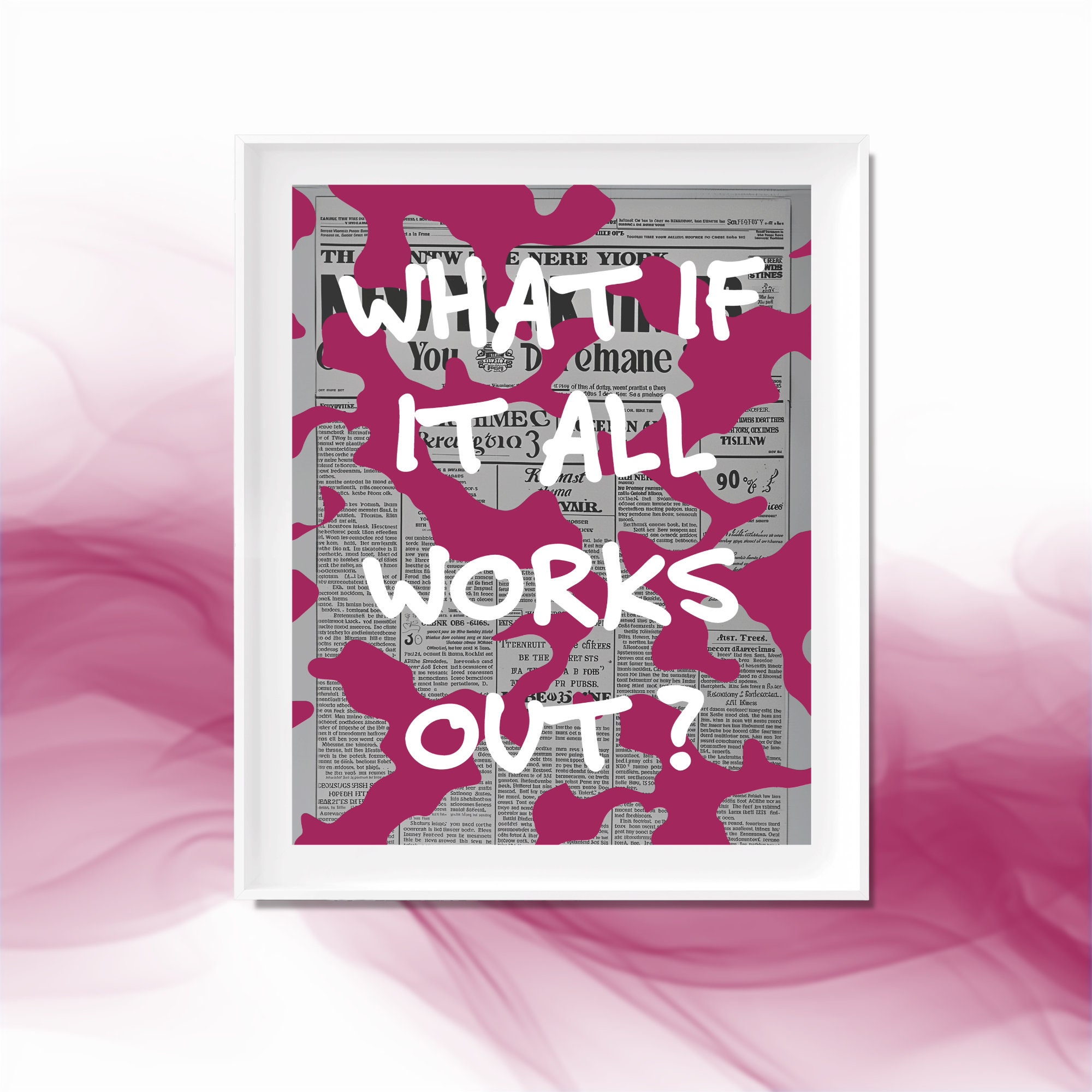 Inspirational Quote Digital Art Print, Pink & White Modern Home Decor ...