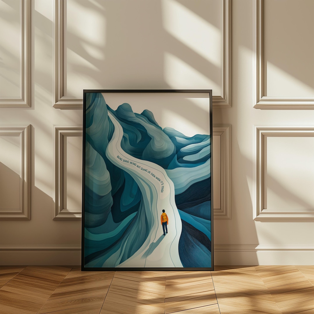 Motivational Mountain Path Digital Art Print, Uplifting Mental Health ...