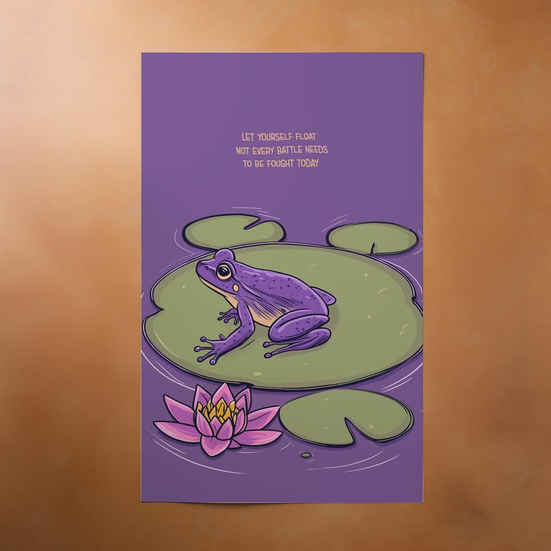 Motivational Frog Art Print: Calming Mental Health Decor (digital ...