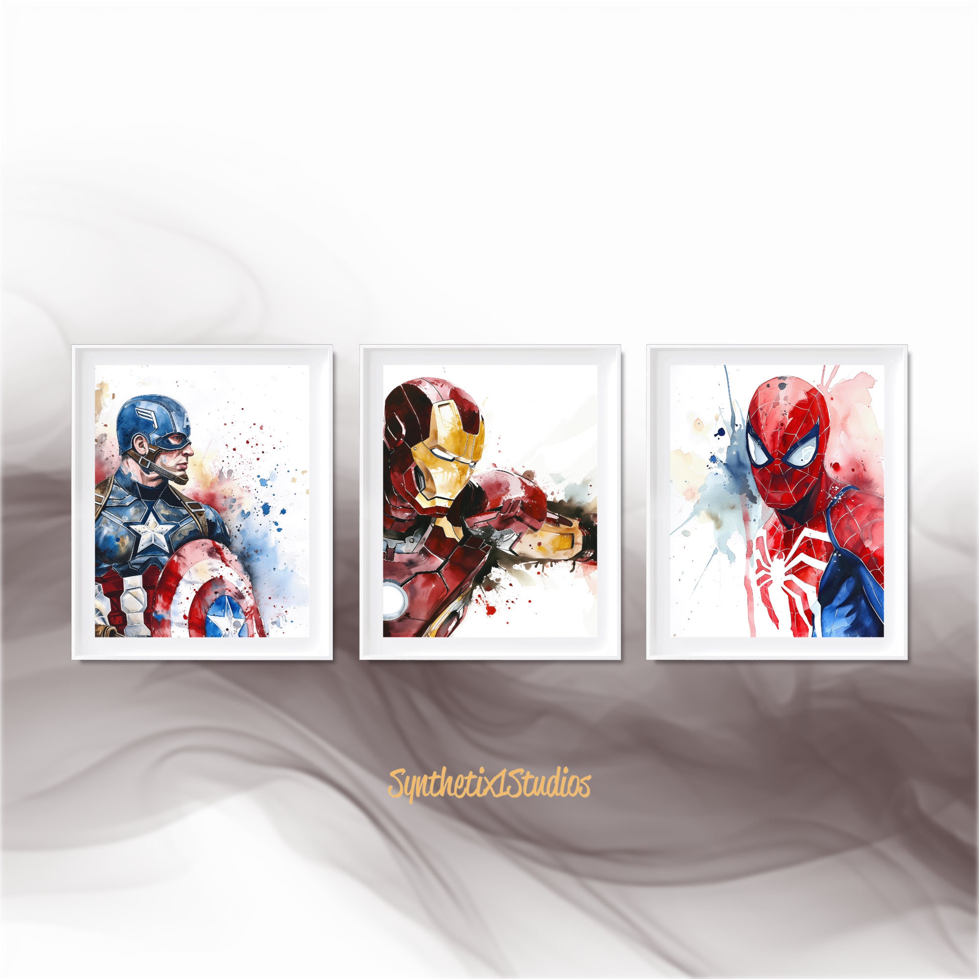 Superhero Digital Art Print, Comic Book Wall Art, Set of 3, Boys ...