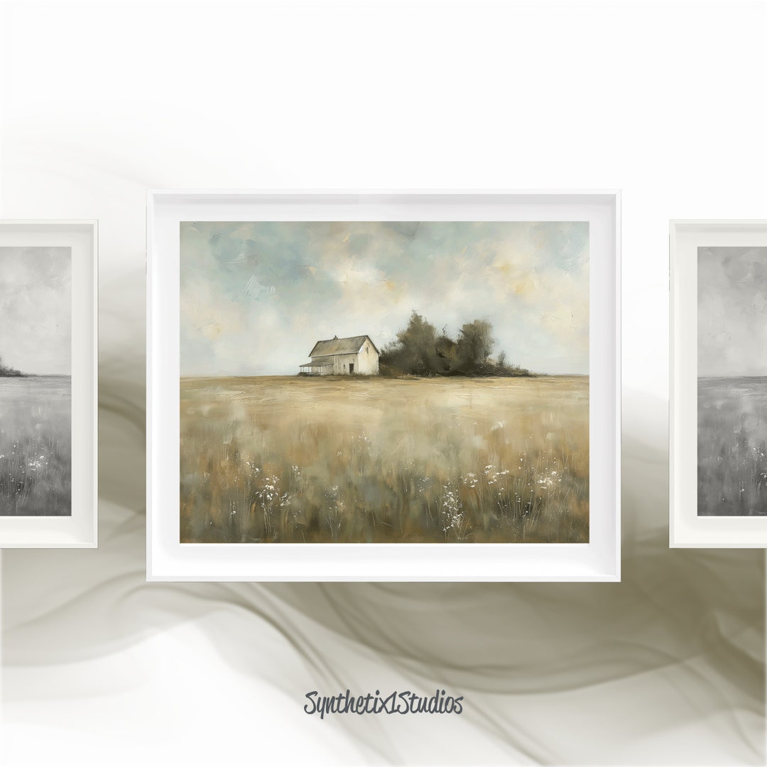 Old Farm House Digital Art Print, Homestead Oil Painting, Countryside ...