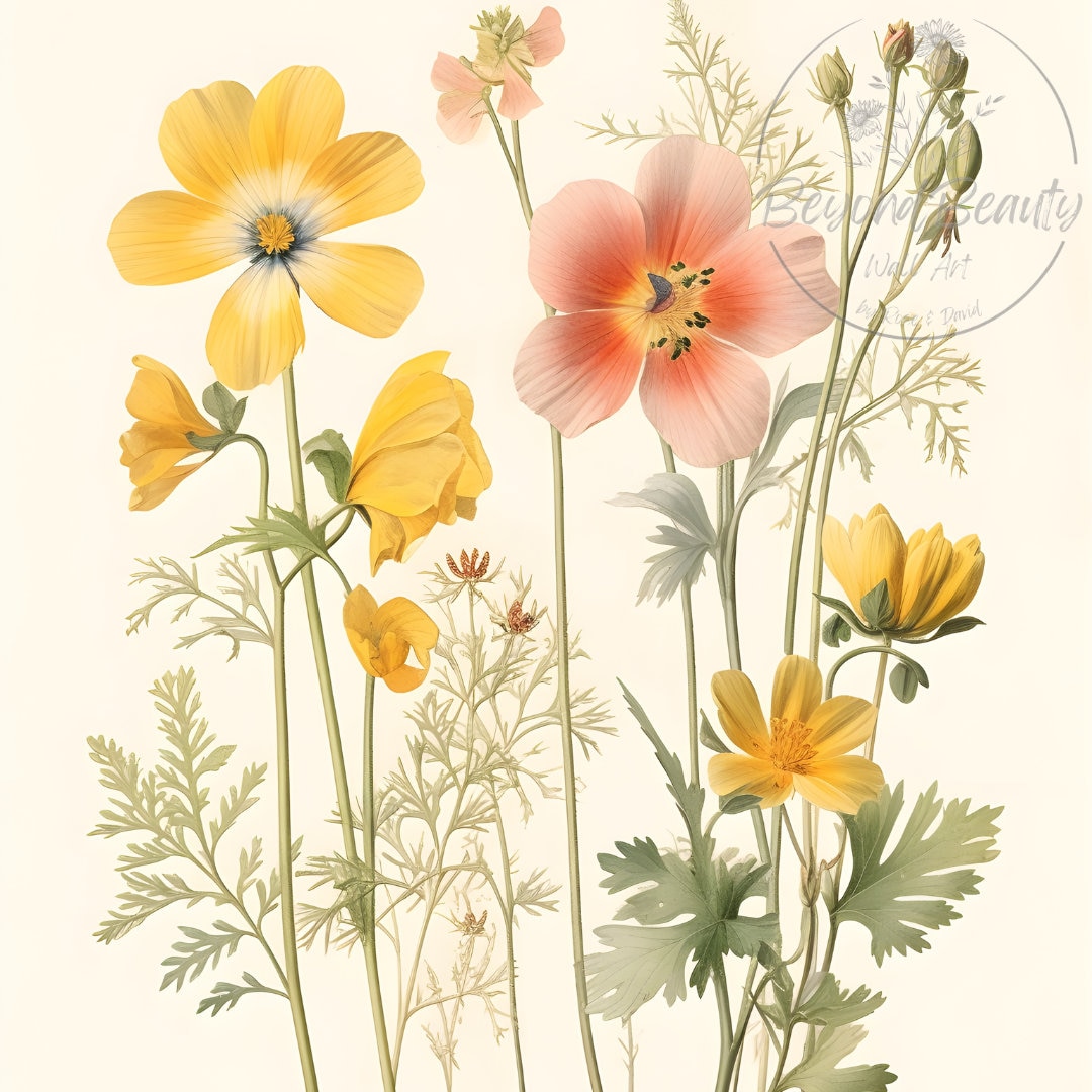 Vintage Style Boho Botanical Prints | Antique Cottage Style French ...
