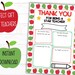 Teacher Appreciation Thank You Apple Printable | Perfect School Gift by ...