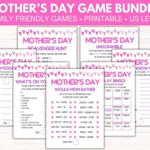 Mothers Day Game Heart Bundle | 7 Game Printable | Unique Family Kid ...