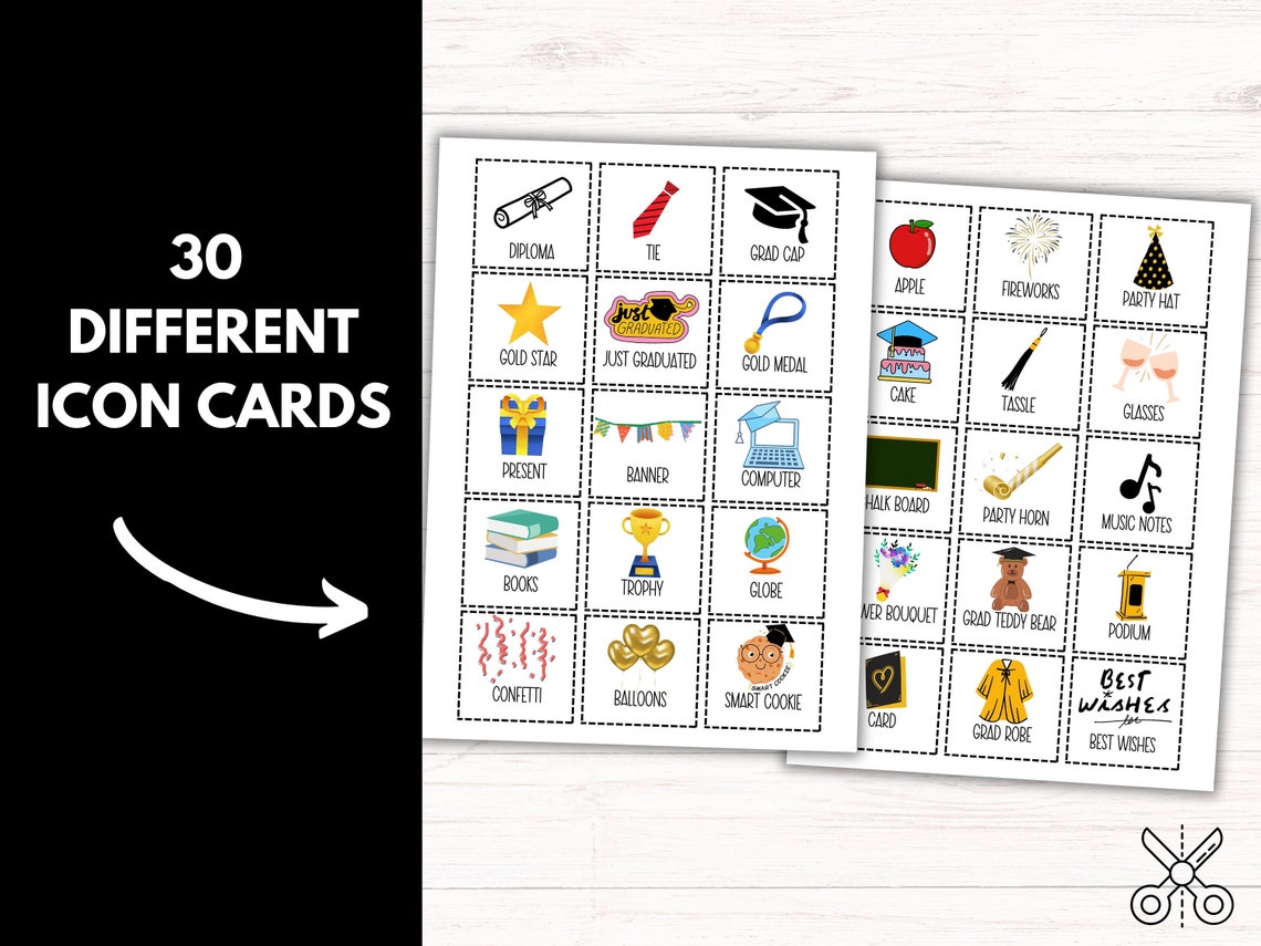 Graduation Bingo Bundle Printable | Unique Bingo Cards | Black and Gold ...