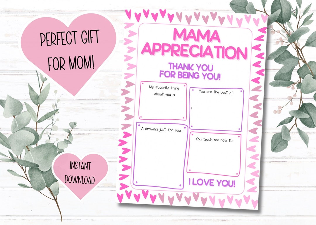 Mom Appreciation Printable | Mothers Day | Mom Birthday | Personalized ...