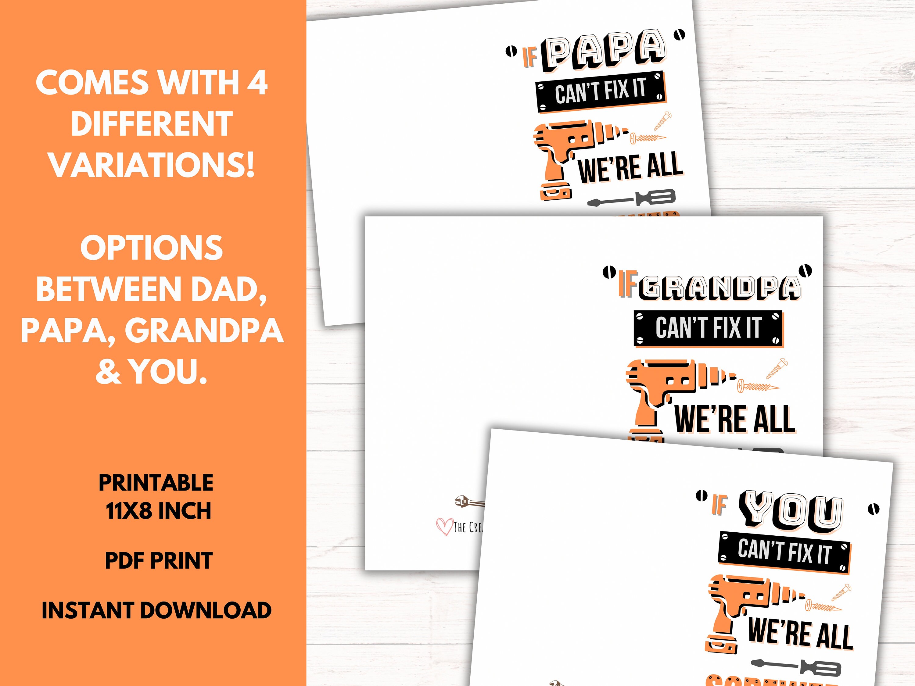Dad Can Fix It Printable Card | Funny for Dad, Papa, Grandpa, You ...
