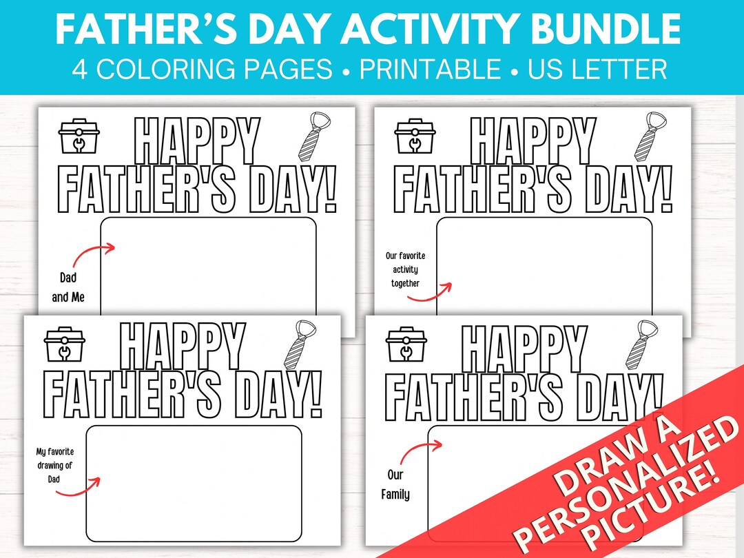 Fathers Day Coloring Activity Bundle | Printable Coloring Sheets | Kids ...