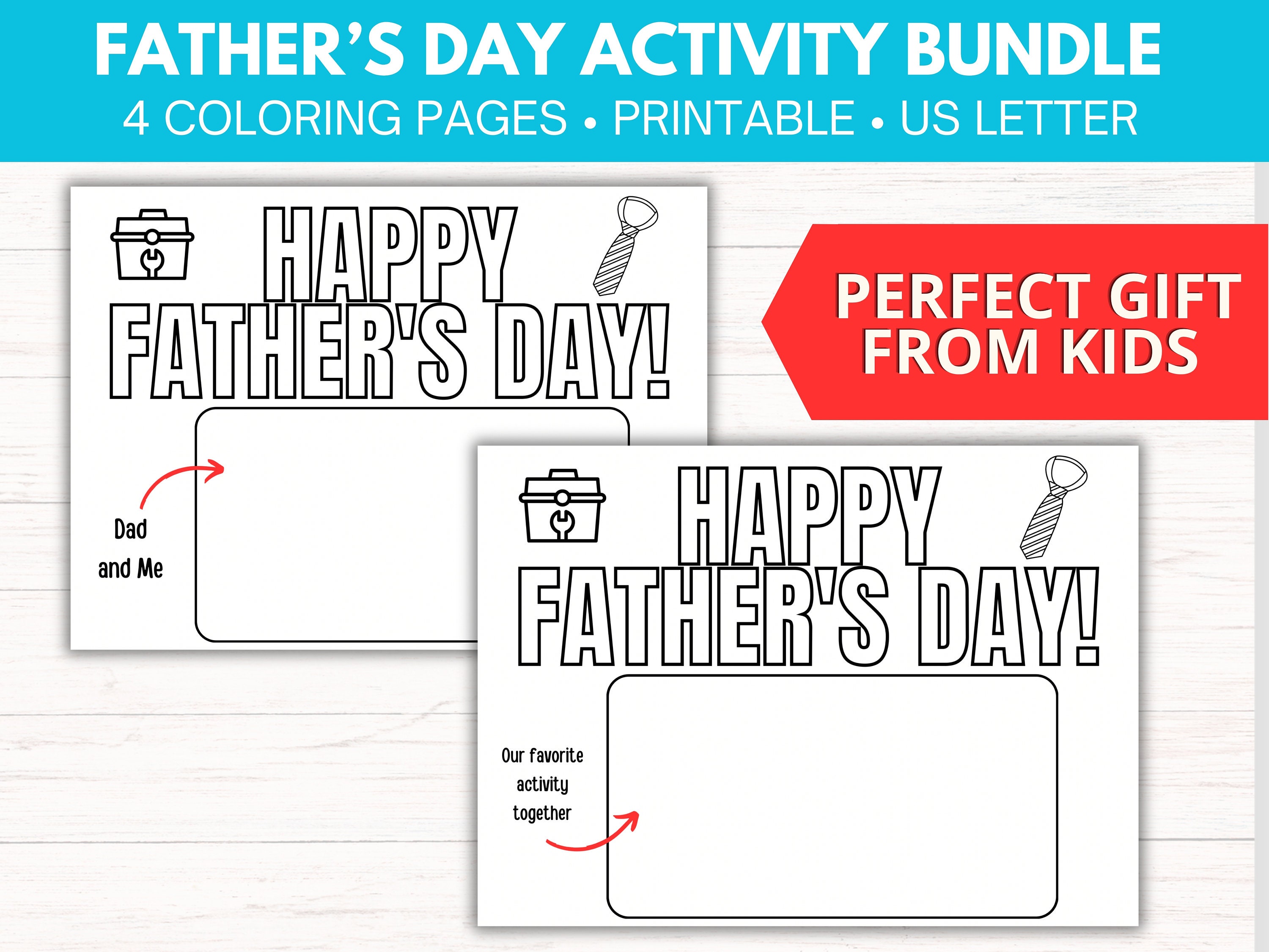 Father's Day Coloring Pages | Kids Activity Bundle (printable PDF) - Etsy