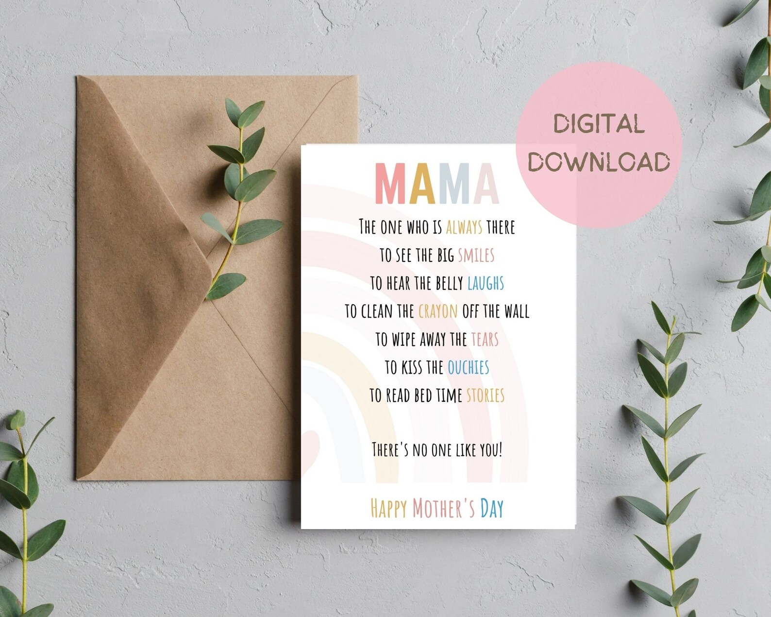 MAMA There's No One Like You PRINTABLE / MAMA Card/ Mother's Day Card ...