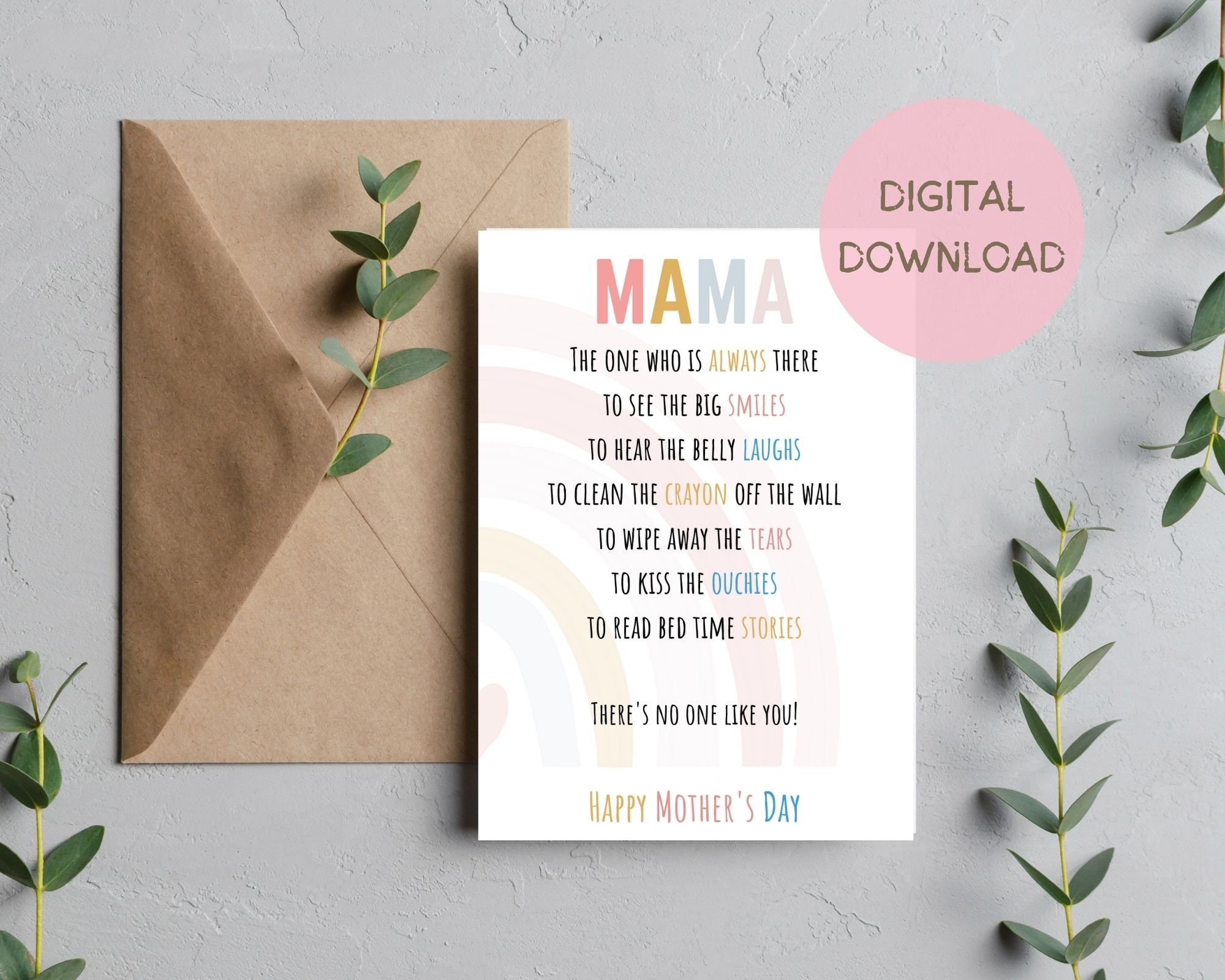 MAMA There's No One Like You PRINTABLE / MAMA Card/ Mother's Day Card ...