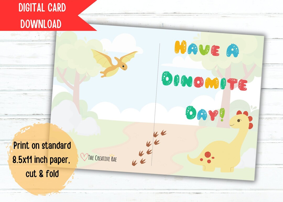 Have a Dinomite Day Printable Dinosaur Card | Cute and Fun Dinosaur ...