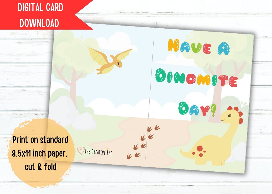 Have a Dinomite Day Printable Dinosaur Card | Cute and Fun Dinosaur ...