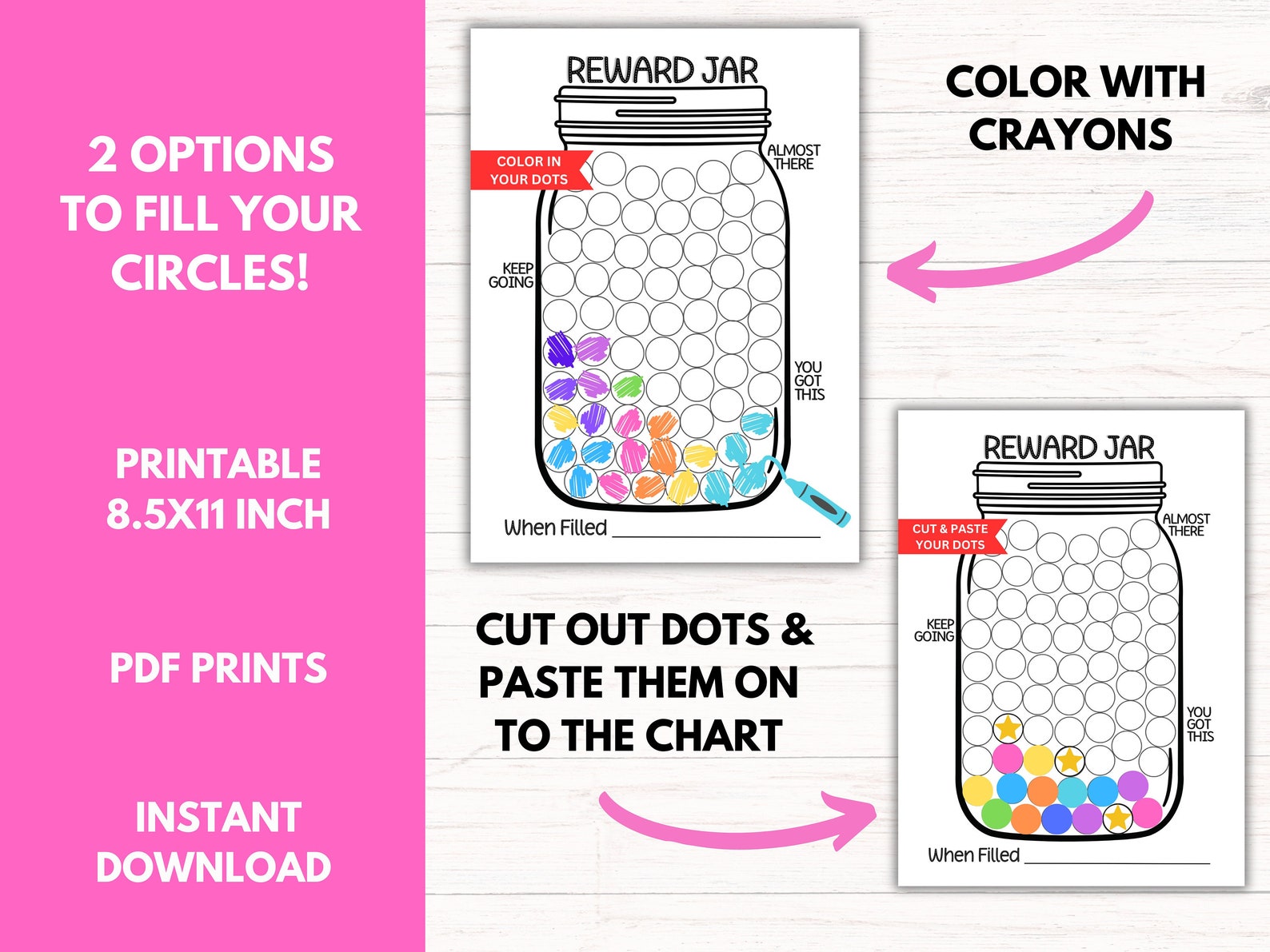 Reward Jar | Reward Chart | 2 Option Fillable | Color Printable ...