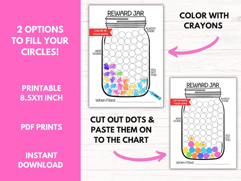 Reward Jar | Reward Chart | 2 Option Fillable | Color Printable ...