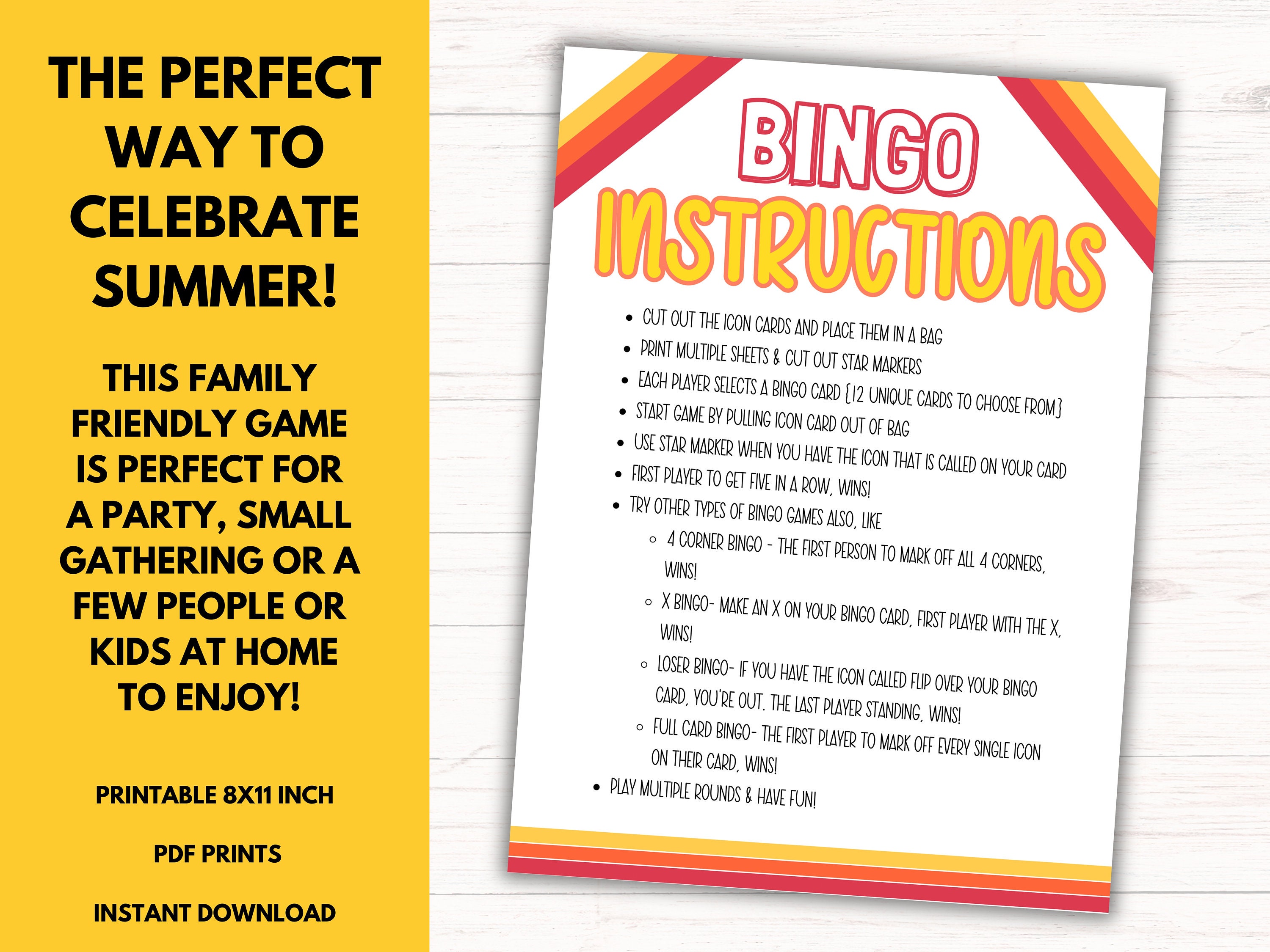 Summer Bingo Bundle Printable | Unique Bingo Cards | Party Game ...