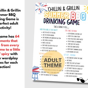 Summer BBQ Drinking Game Printable | Take A Drink Party Game | Chillin ...