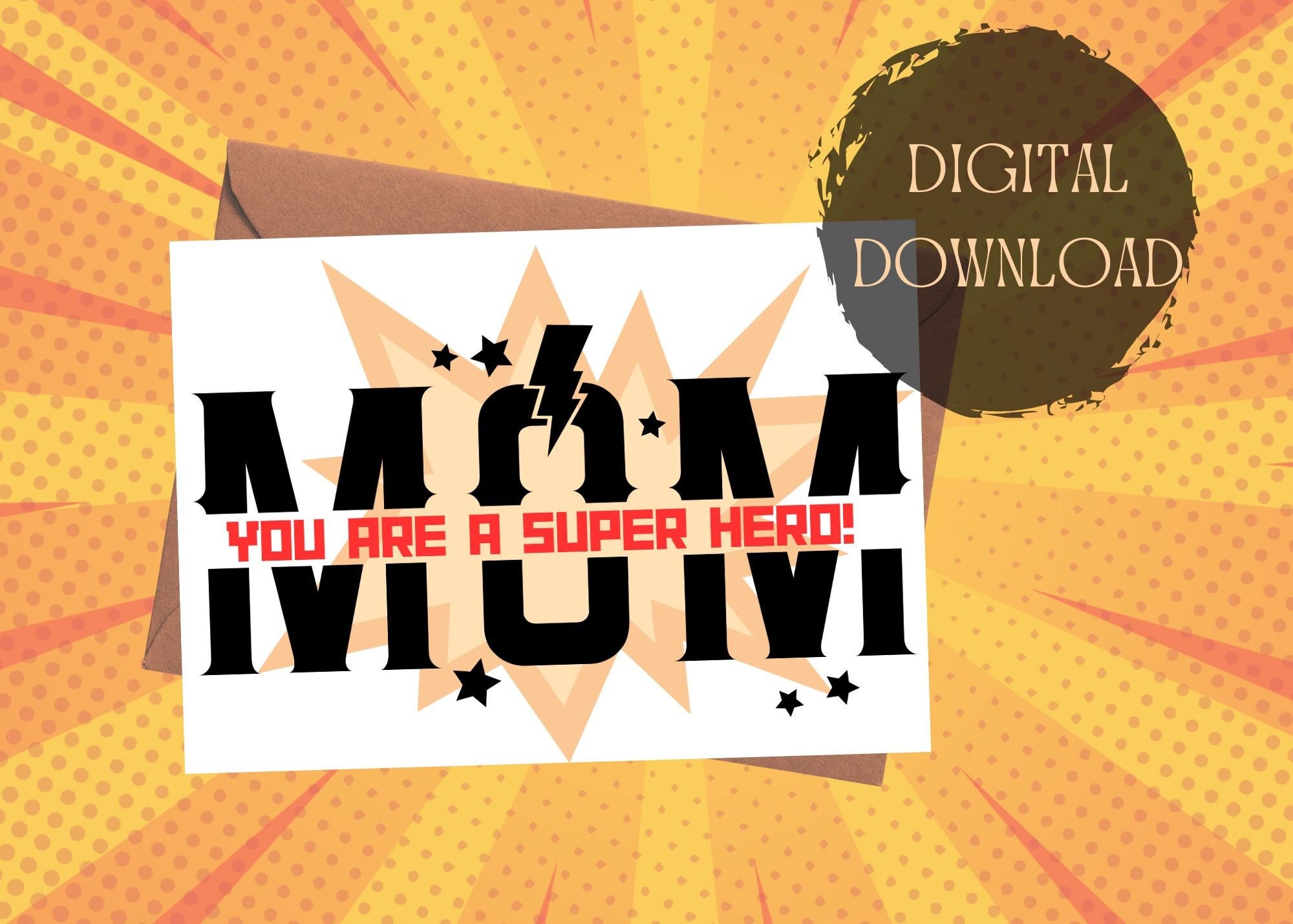 Mom is a Super Hero Printable Mothers Day Card / Comic Theme / Super ...