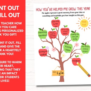 Teacher Appreciation Apple Tree Thank You Printable | How You’ve Helped ...