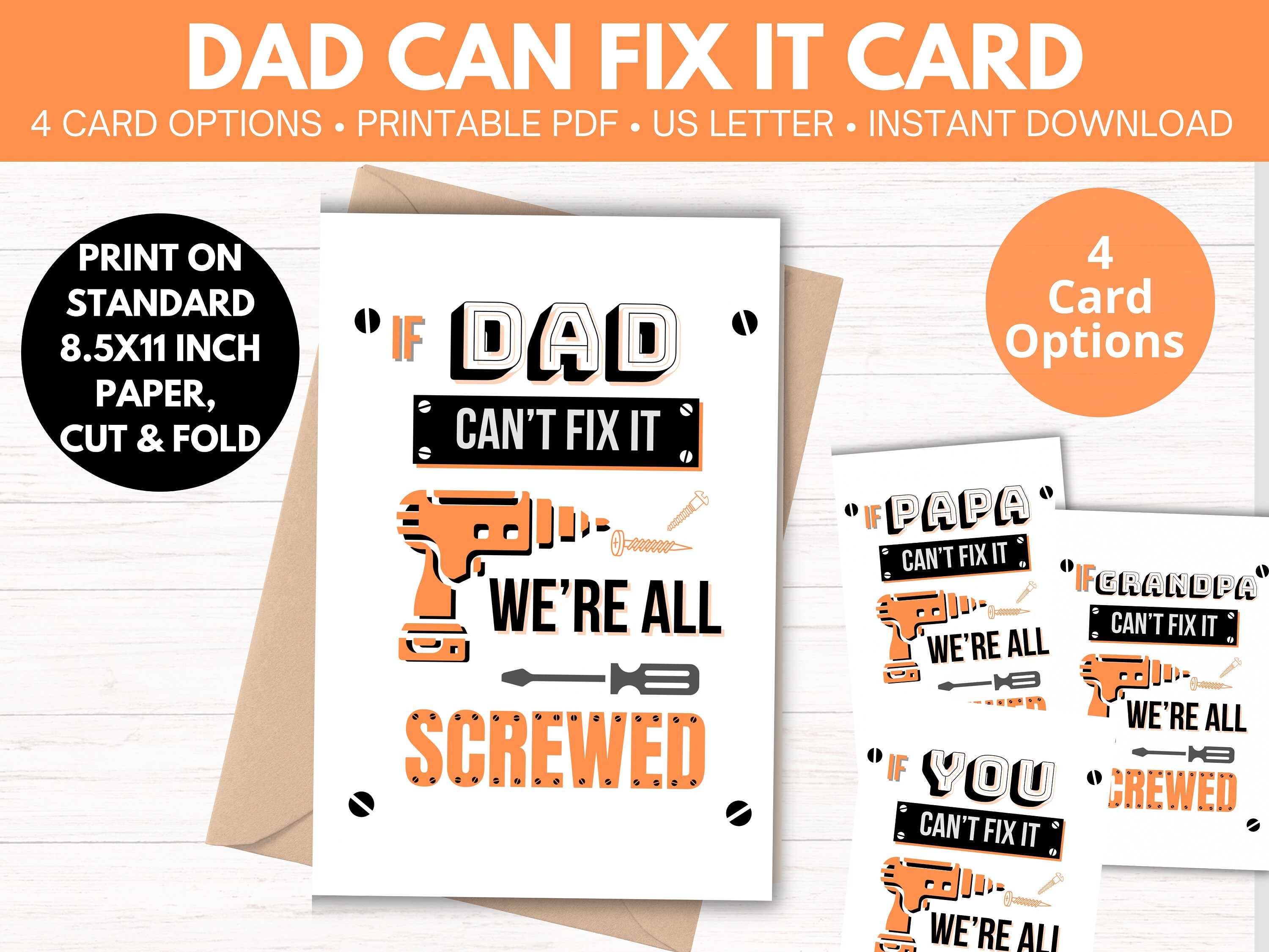Dad Can Fix It Printable Card Funny for Dad, Papa, Grandpa, You Fathers ...