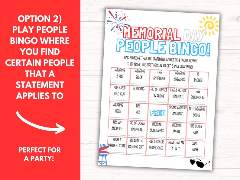 Memorial Day Bingo Bundle Printable | 2 Game Options Available | Fun ...