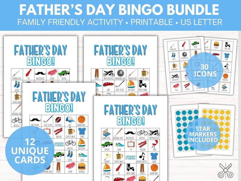 Fathers Day Bingo Bundle Printable | Unique Bingo Cards | Dad ...
